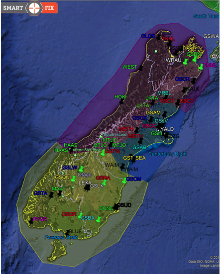 SmartFix - Reference Stations in the South Island
